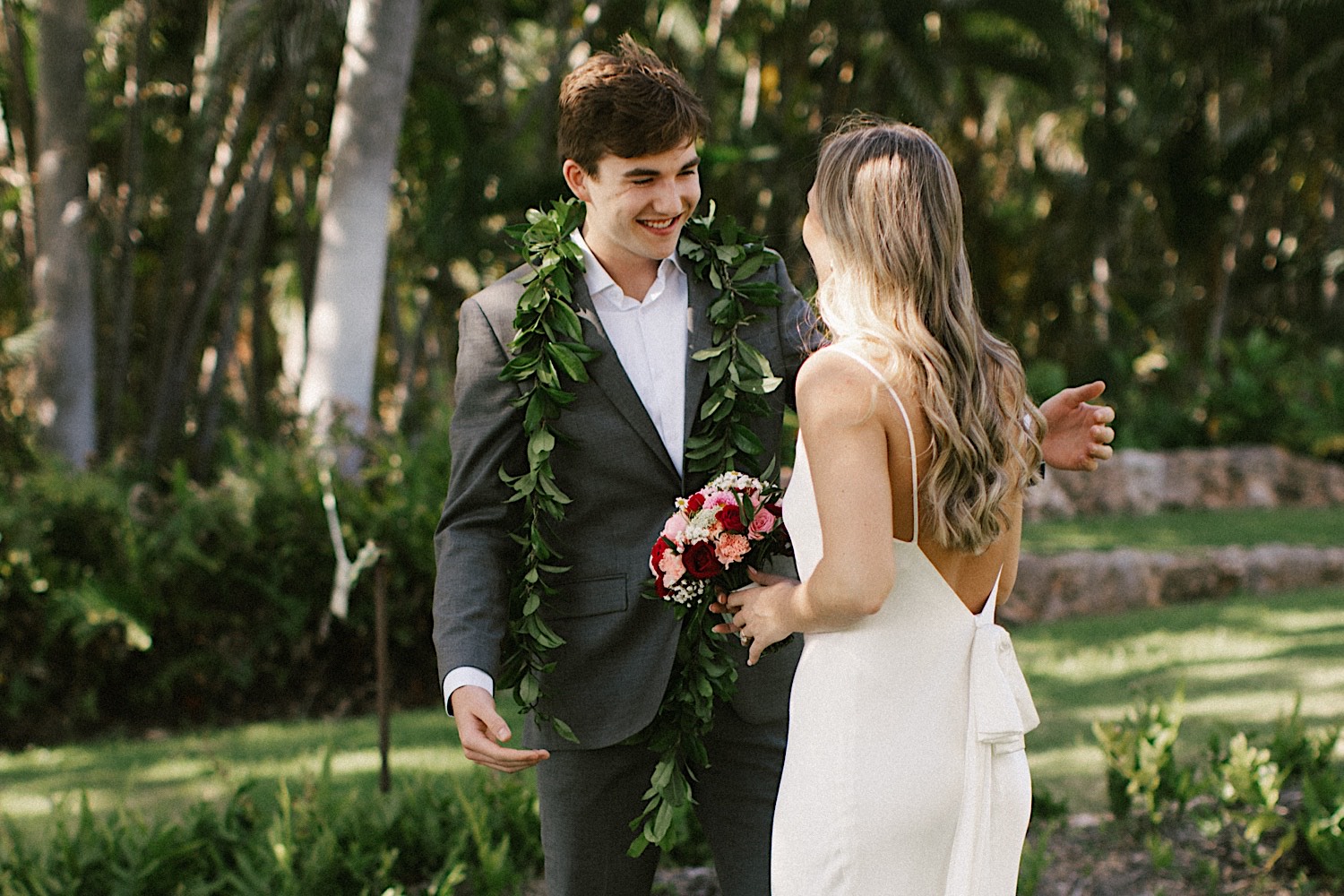 Romantic Sunset Elopement on Oahu at Lanikūhonua | Shaina + Connor ...