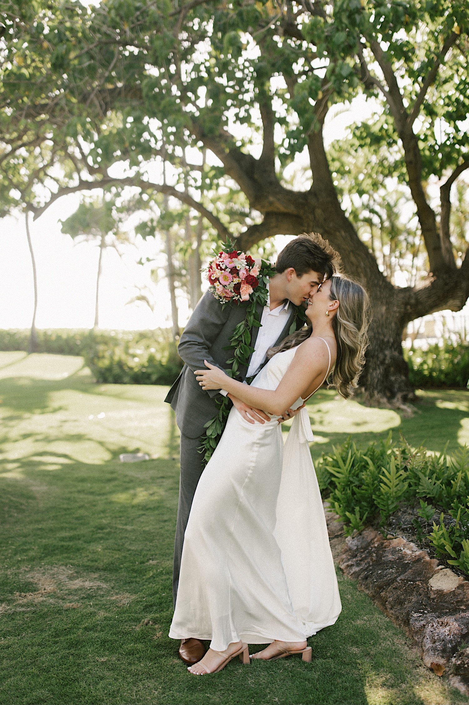 Romantic Sunset Elopement on Oahu at Lanikūhonua | Shaina + Connor ...